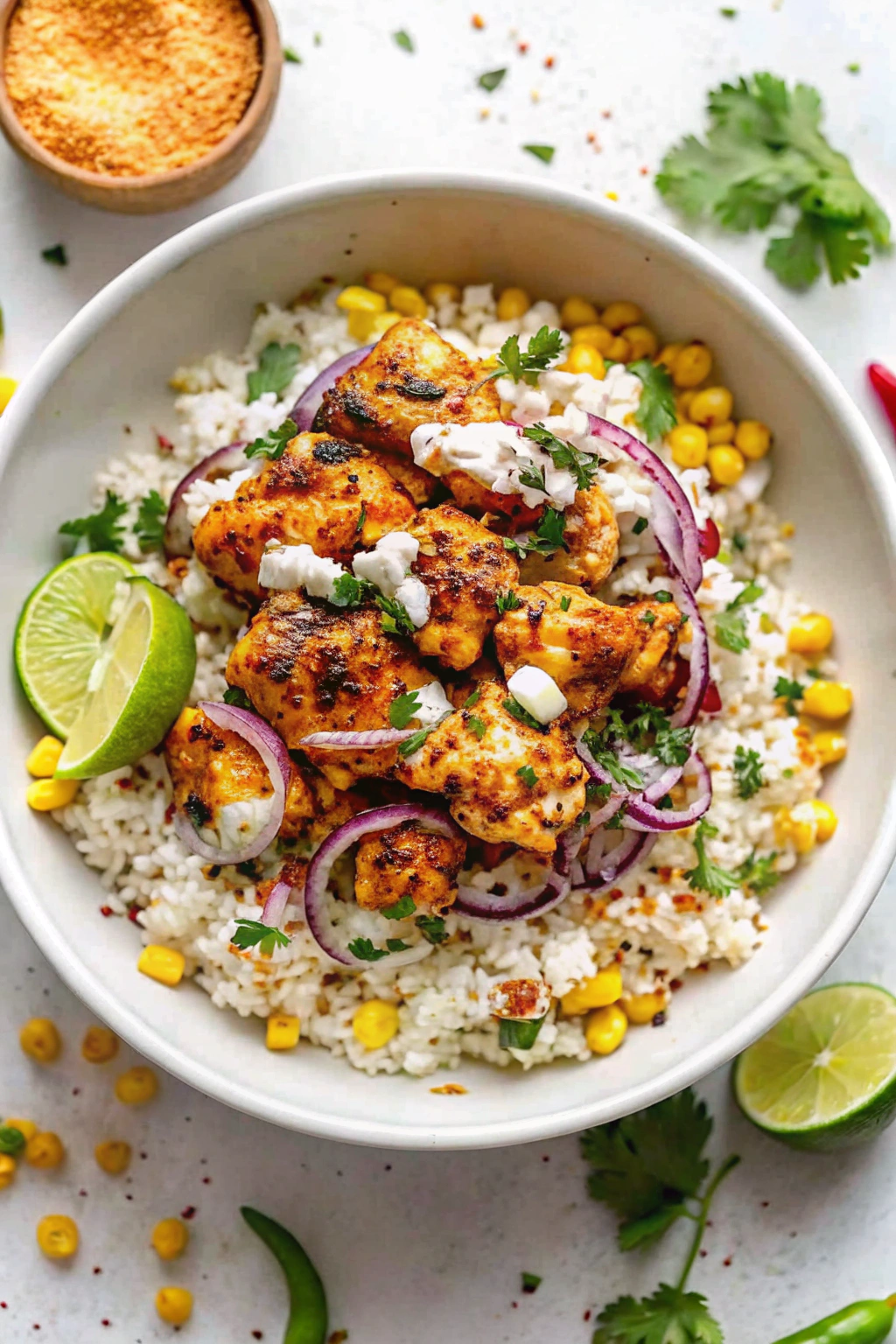 Street Corn Chicken Rice Bowl