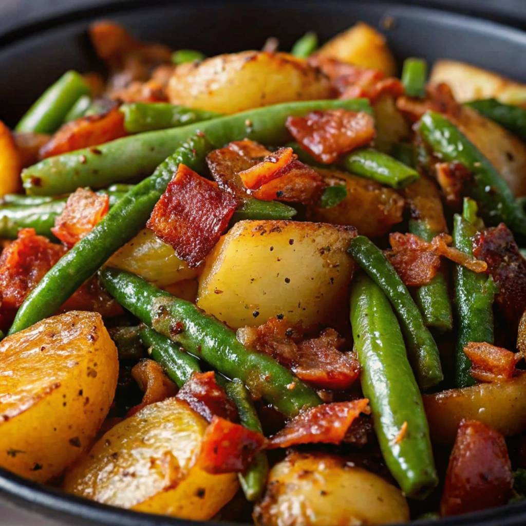 Country Ranch Green Beans and Potatoes with Bacon Recipe