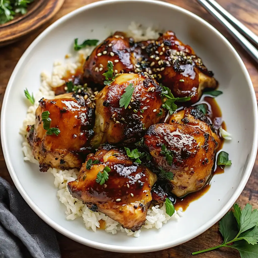 Skillet Honey Garlic Baked Chicken Thighs