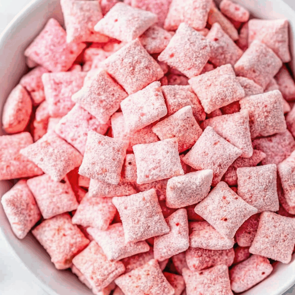 Easy Strawberry Shortcake Puppy Chow
