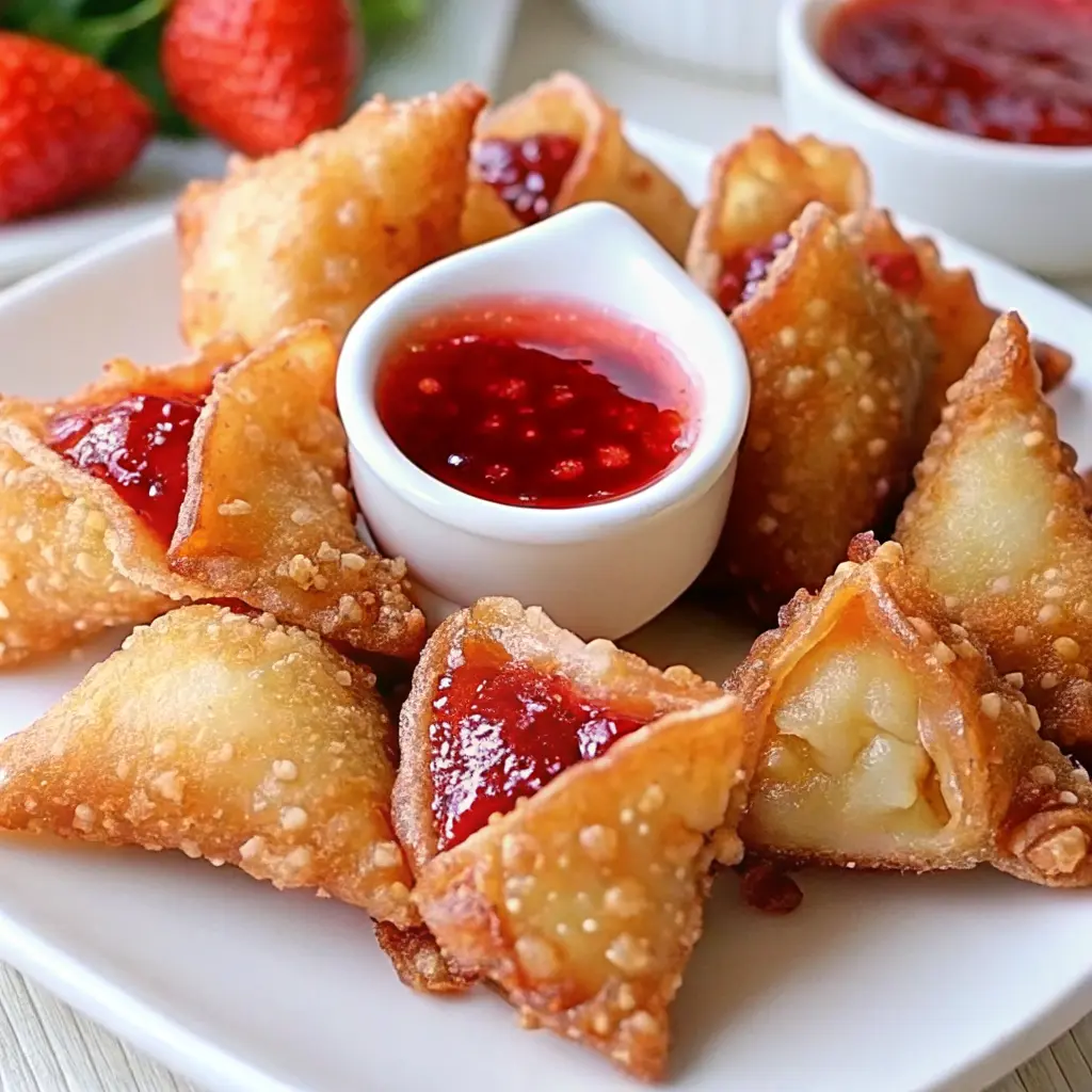 Deep-Fried Strawberry Cheesecake Stuffed Wonton Bites