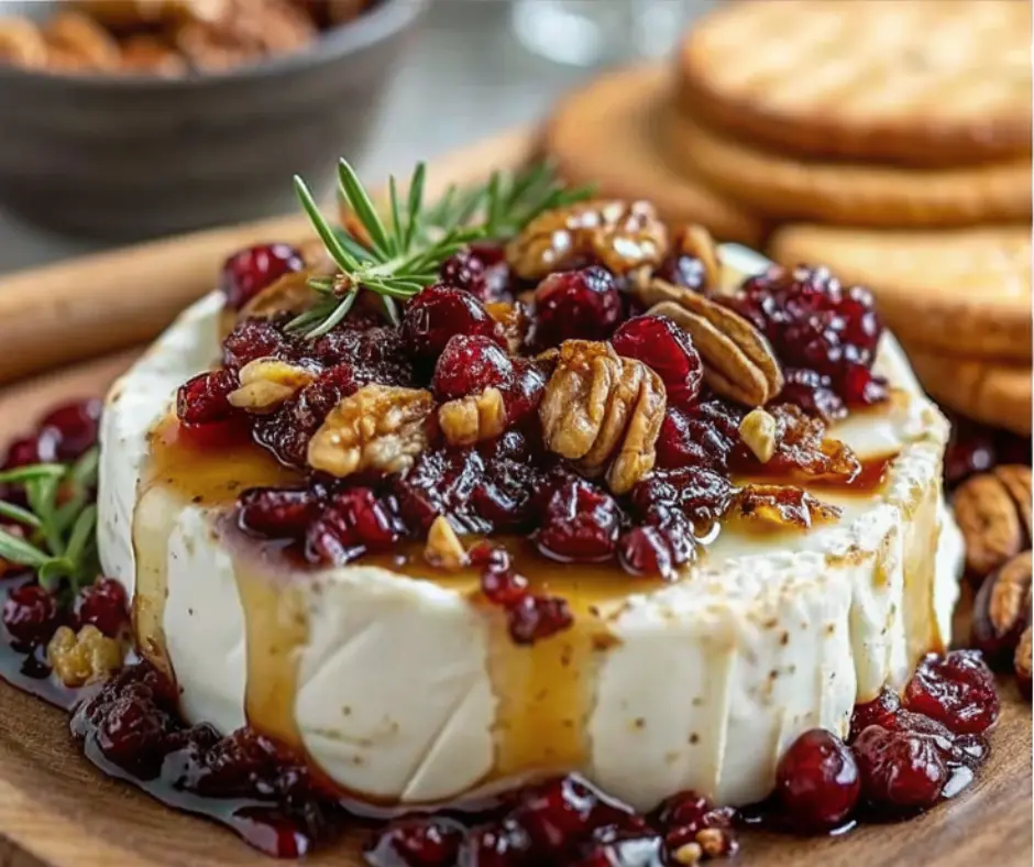 Easy Cranberry Pecan Baked Brie (holiday appetizer)